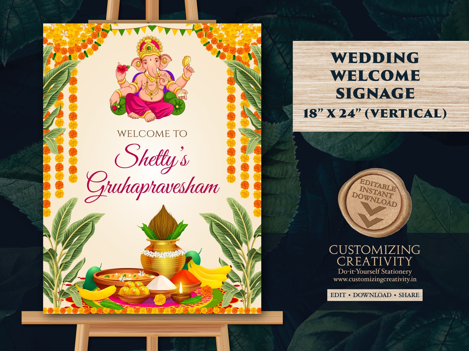 Indian Pooja Sign & Ganesh Puja Sign Gruhapravesam Poster as - Etsy