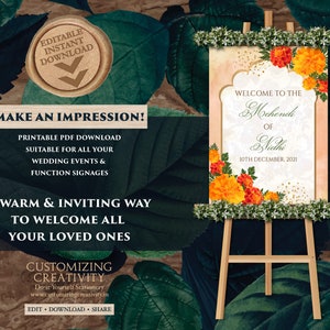 Marigold Welcome Signs for Indian Welcome Sign, Mehndi Signs for Indian ...