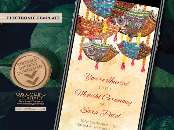 Mehndi Invitations Mendhi Invites as Henna Party Invites | Etsy India
