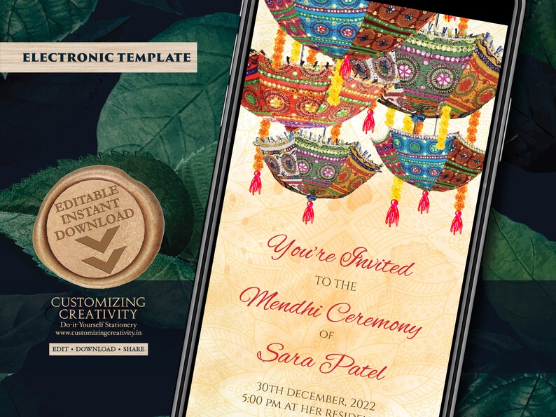 Mehndi Invitations Mendhi Invites as Henna Party Invites - Etsy