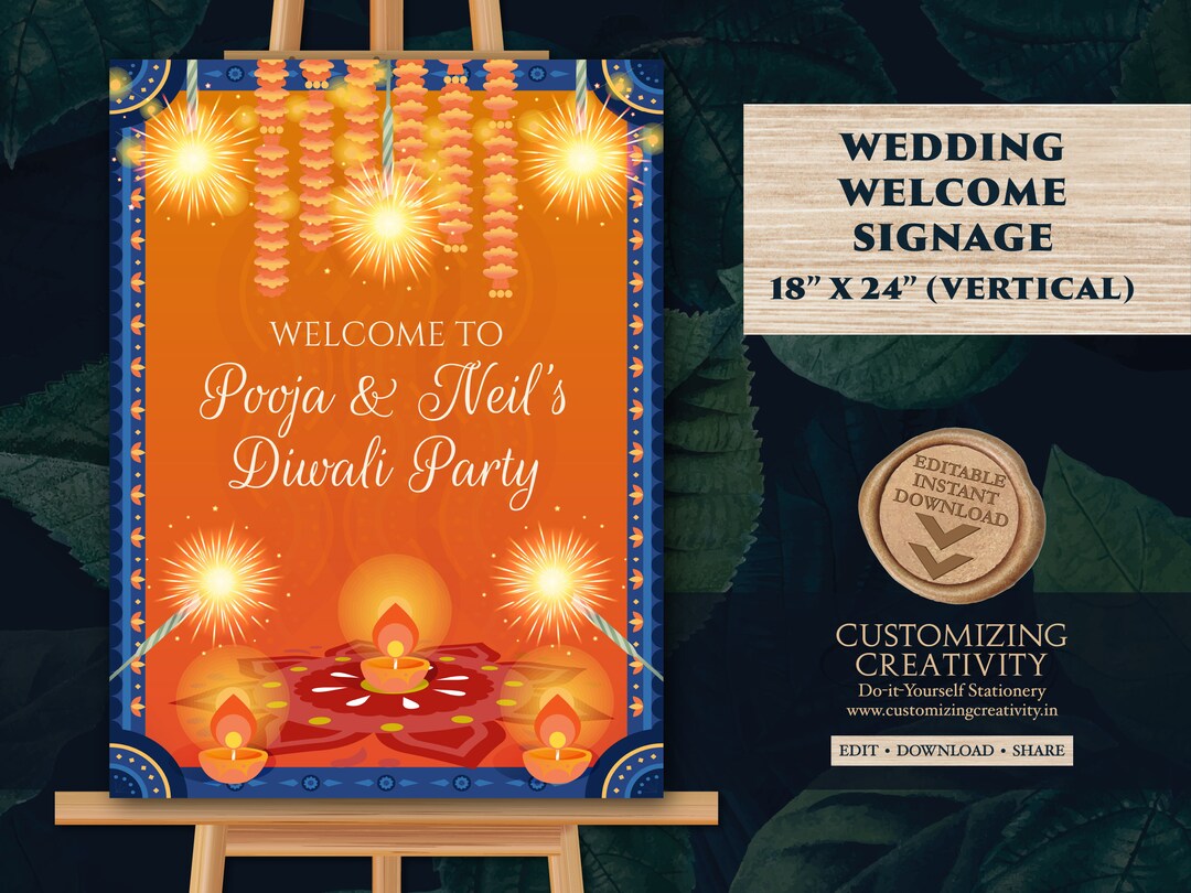 Diwali Poster Diwali Decor & Diwali Party Welcome Sign, Happy Diwali ...