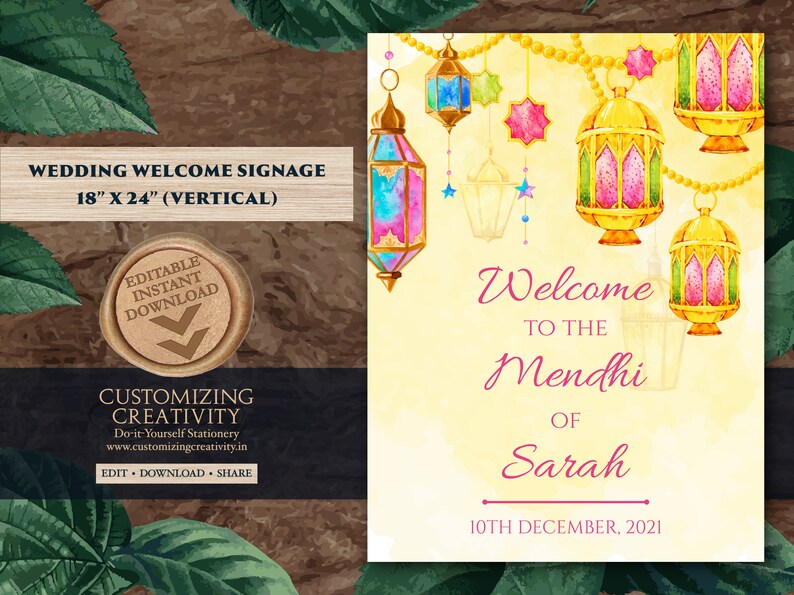 Mehendi Sign as Mendhi Welcome Signs Indian Welcome Sign & - Etsy