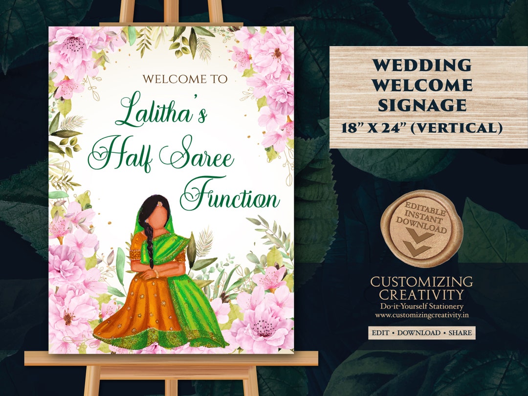 Half Saree Function Sign Half Saree Poster, Half Saree Ceremony Sign ...