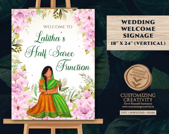 Half Saree Function Sign Half Saree Poster, Half Saree Ceremony Sign ...