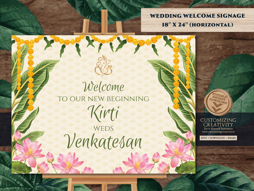 Buy South Indian Wedding Signs, Tamil Welcome Signs, Indian Welcome ...