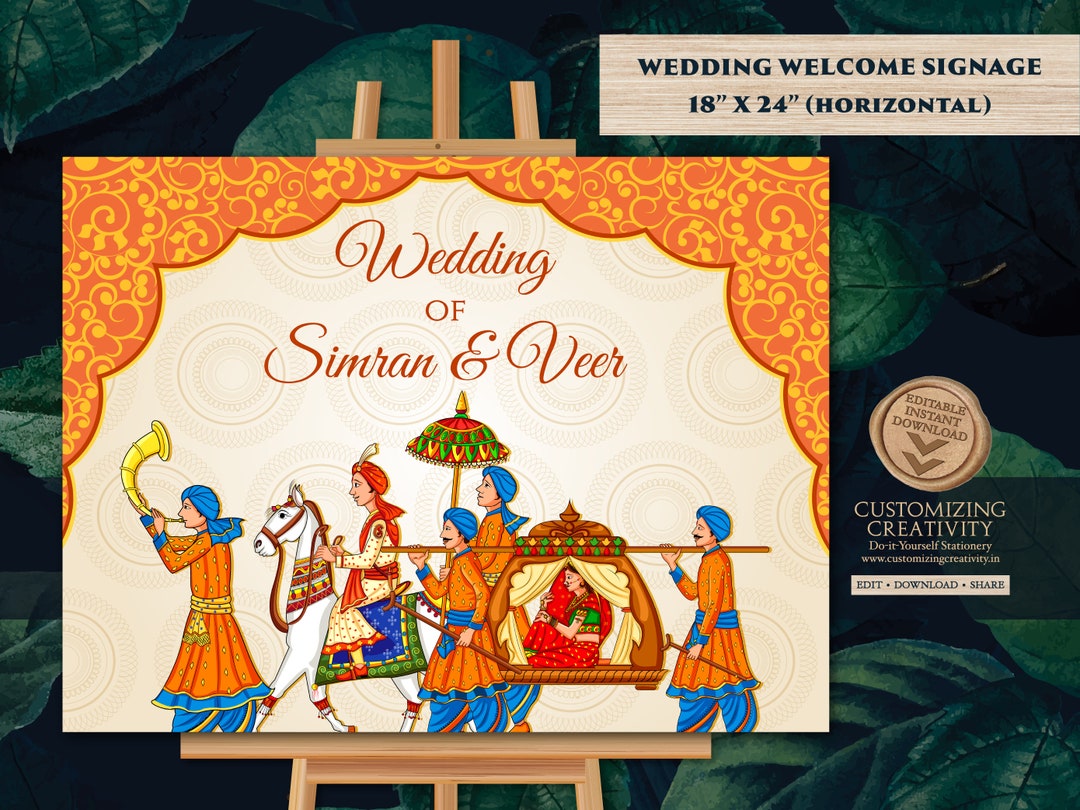 Hindu Welcome Sign Indian Wedding Welcome Sign, Indian Wedding Decor as ...
