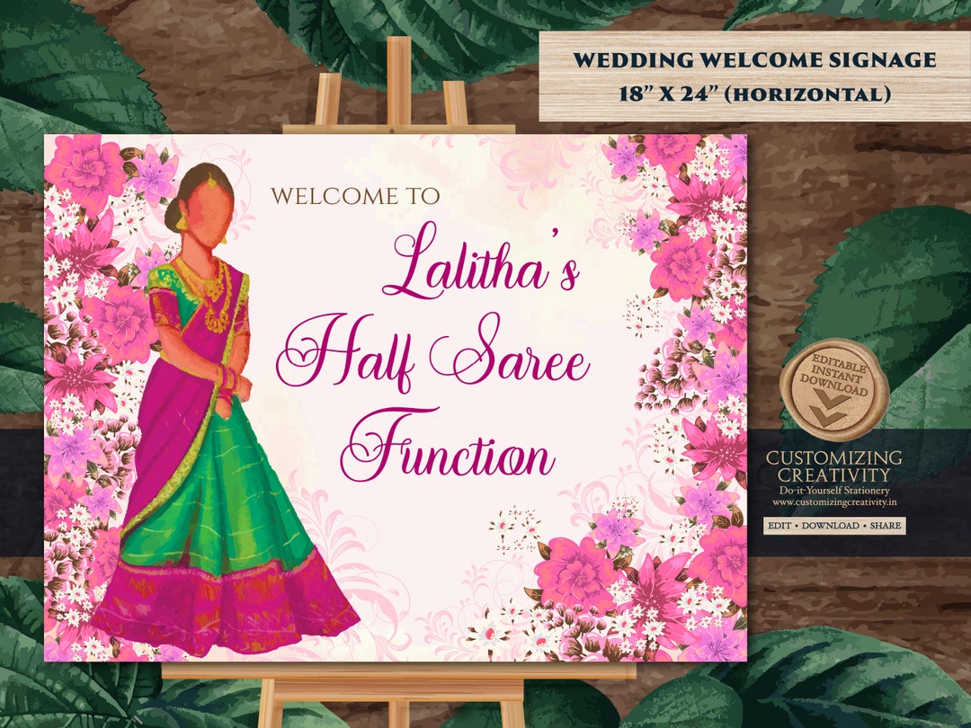 Saree Function Signs & Half Saree Signs, Half Saree Welcome Signs as ...