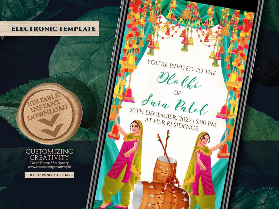 Pakistani Dholak Invitation: Muslim Dholki Night Invite (digital) - Etsy