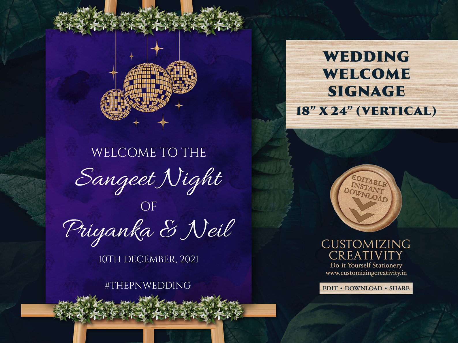 Sangeet Welcome Sign as Sangeet Night Sign Royal Welcome Sign - Etsy