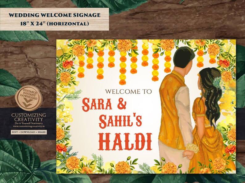 Haldi Decoration as Haldi Decor Couple Haldi Signages & Pithi - Etsy