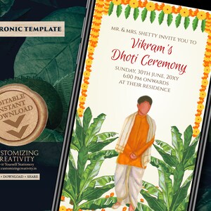 Dhoti Ceremony Invite Dhoti Function Invitation, Pancha Kattu Invites ...