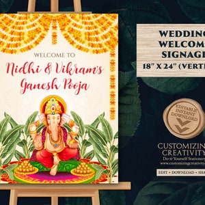 Indian Housewarming Welcome Sign as Indian Pooja Signs, Ganesha Welcome ...