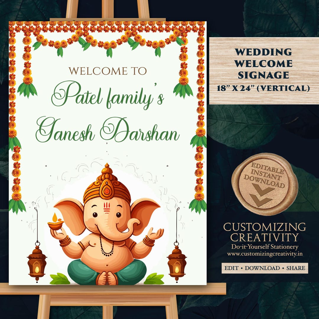 Ganesh Puja Signs Ganesh Darshan Welcome Signs, Ganesh Chaturthi ...