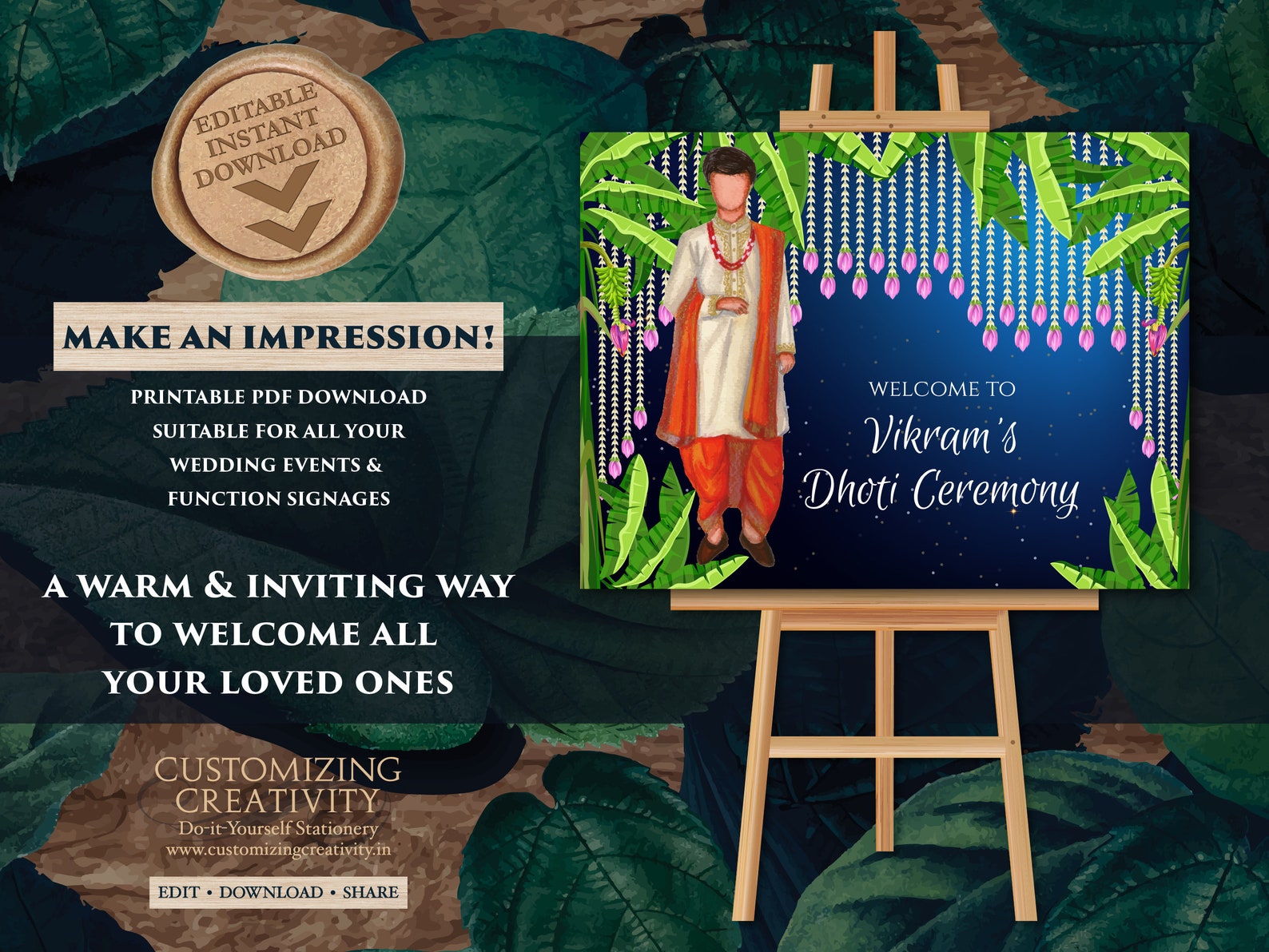 Dhoti Function Signs & Dhoti Ceremony Welcome Sign Pancha - Etsy