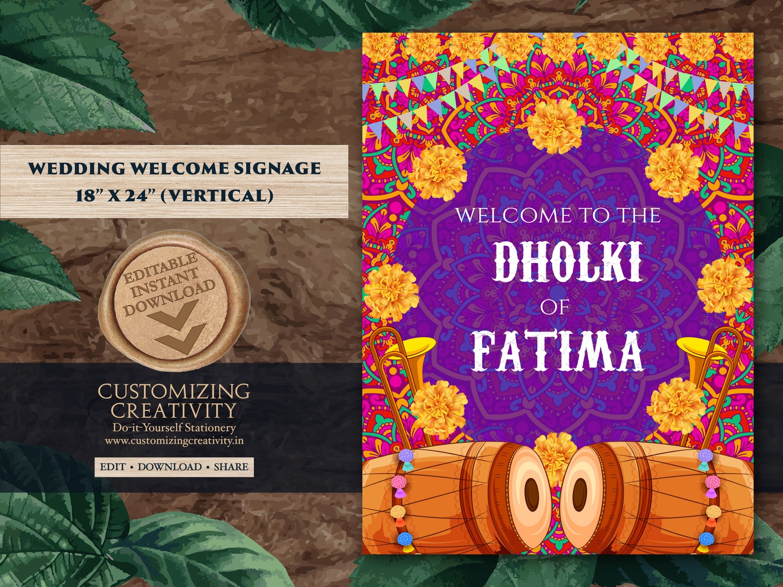 Dholki Decorations & Dholki Welcome Signs Muslim Dholki Signs - Etsy