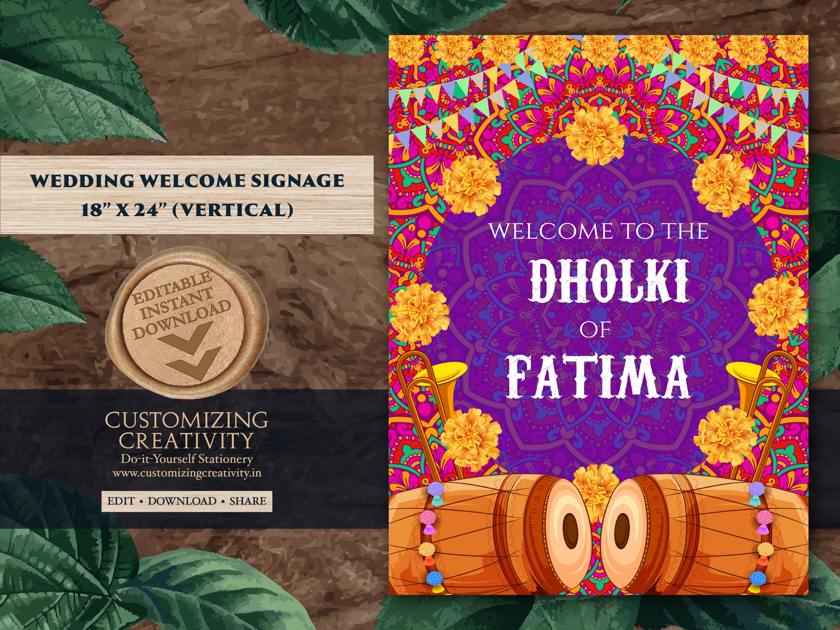 Dholki Decorations & Dholki Welcome Signs Muslim Dholki Signs - Etsy UK