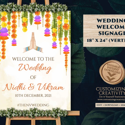Indian Welcome Signage for Wedding Welcome Signs Indian - Etsy
