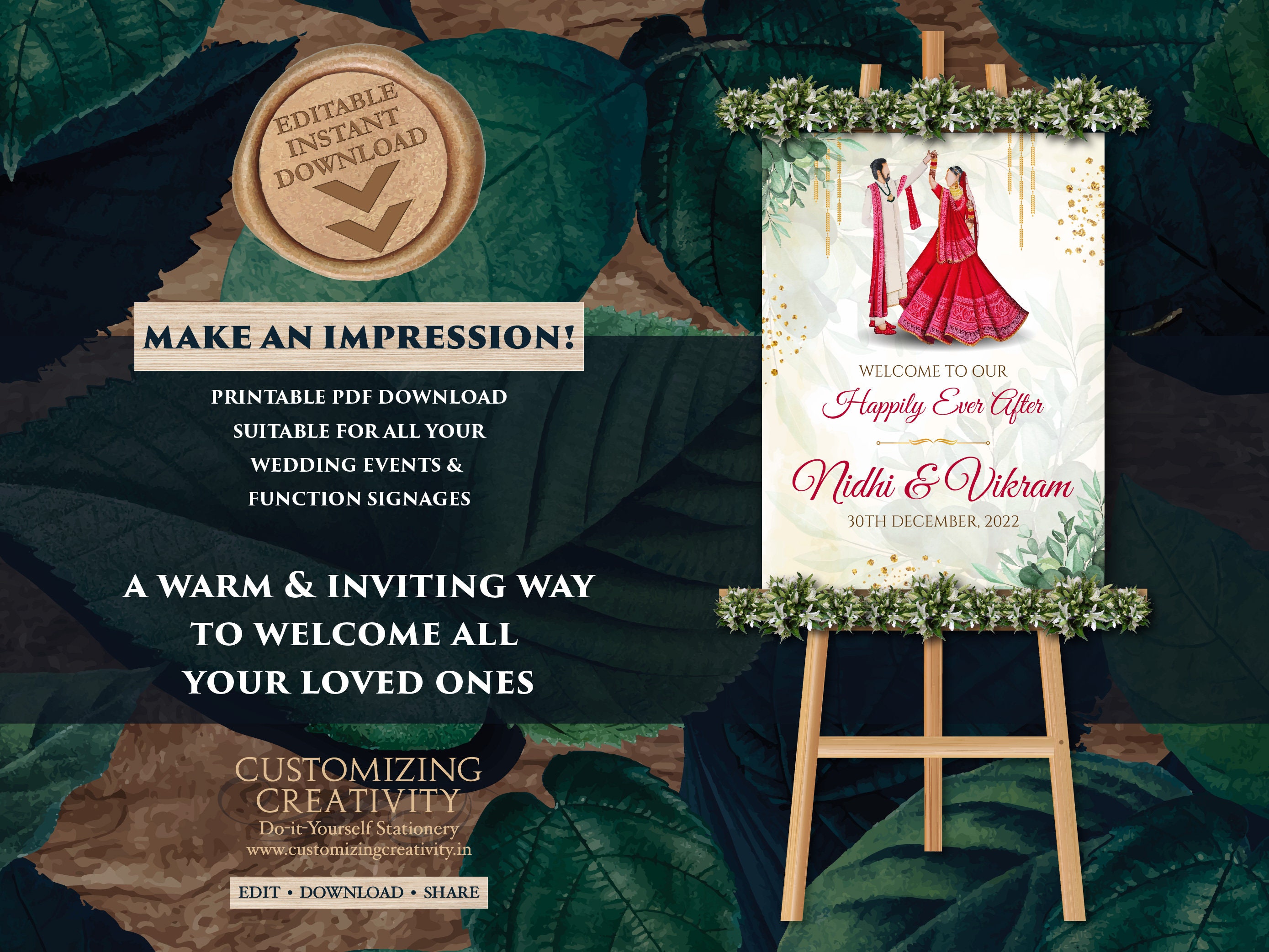 Indian Wedding Welcome Board as Hindu Welcome Signage Hindu - Etsy UK