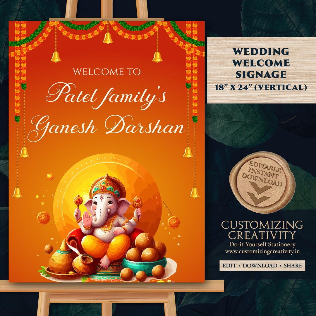 Ganpati Darshan Signs & Ganesh Puja Signs, Ganesh Darshan Welcome Signs ...