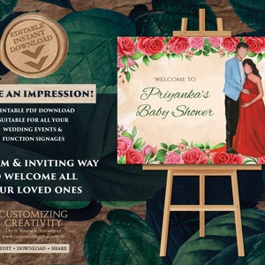 Indian Baby Shower Welcome Sign & Godh Bharai Welcome Sign, Indian Baby ...