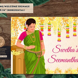 Seemantham Welcome Sign Sreemantham Sign & Indian Baby Shower Welcome ...