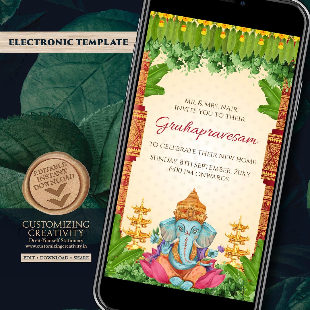 Gruhapravesam Invite Grihapravesh Invitation, Tamil Housewarming Invite ...