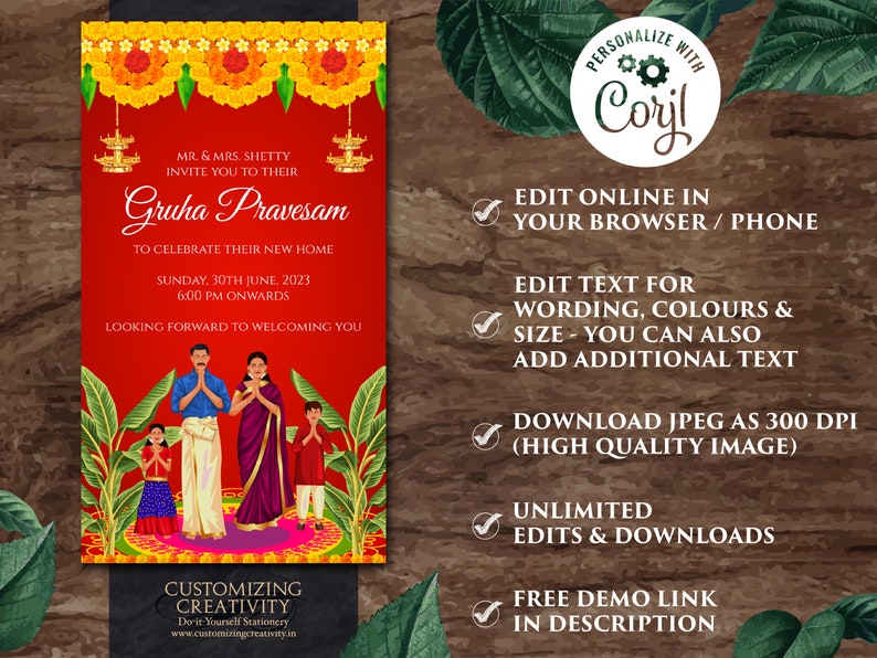 Gruhapravesam Invite & Gruha Pravesh Invite Griha Pravesh - Etsy