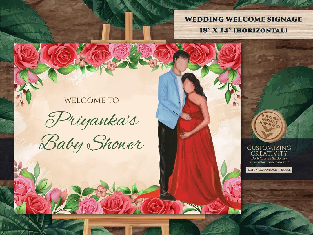 Indian Baby Shower Welcome Sign: Godh Bharai Decor (digital Download ...