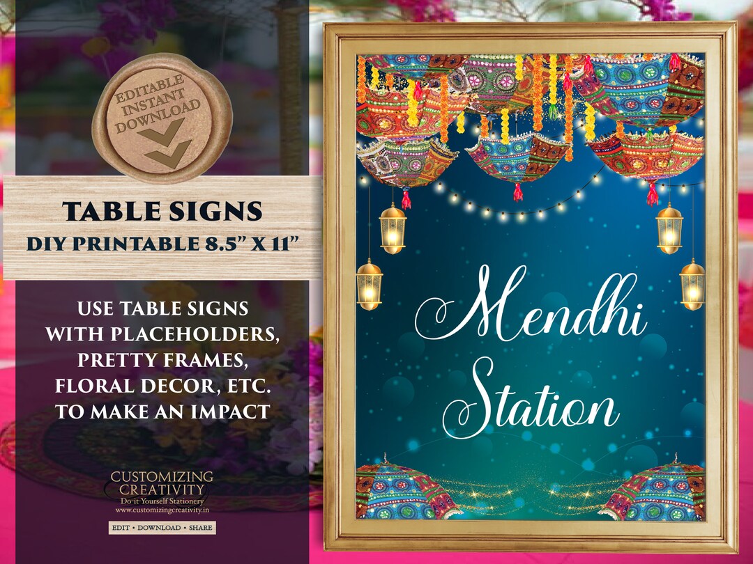 Henna Station Sign Mehndi Station Sign, Dholki Decoration & Mehndi ...