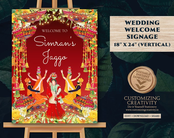 Punjabi Sikh Indian Wedding Sign Jago Night Prewedding desi Style ...