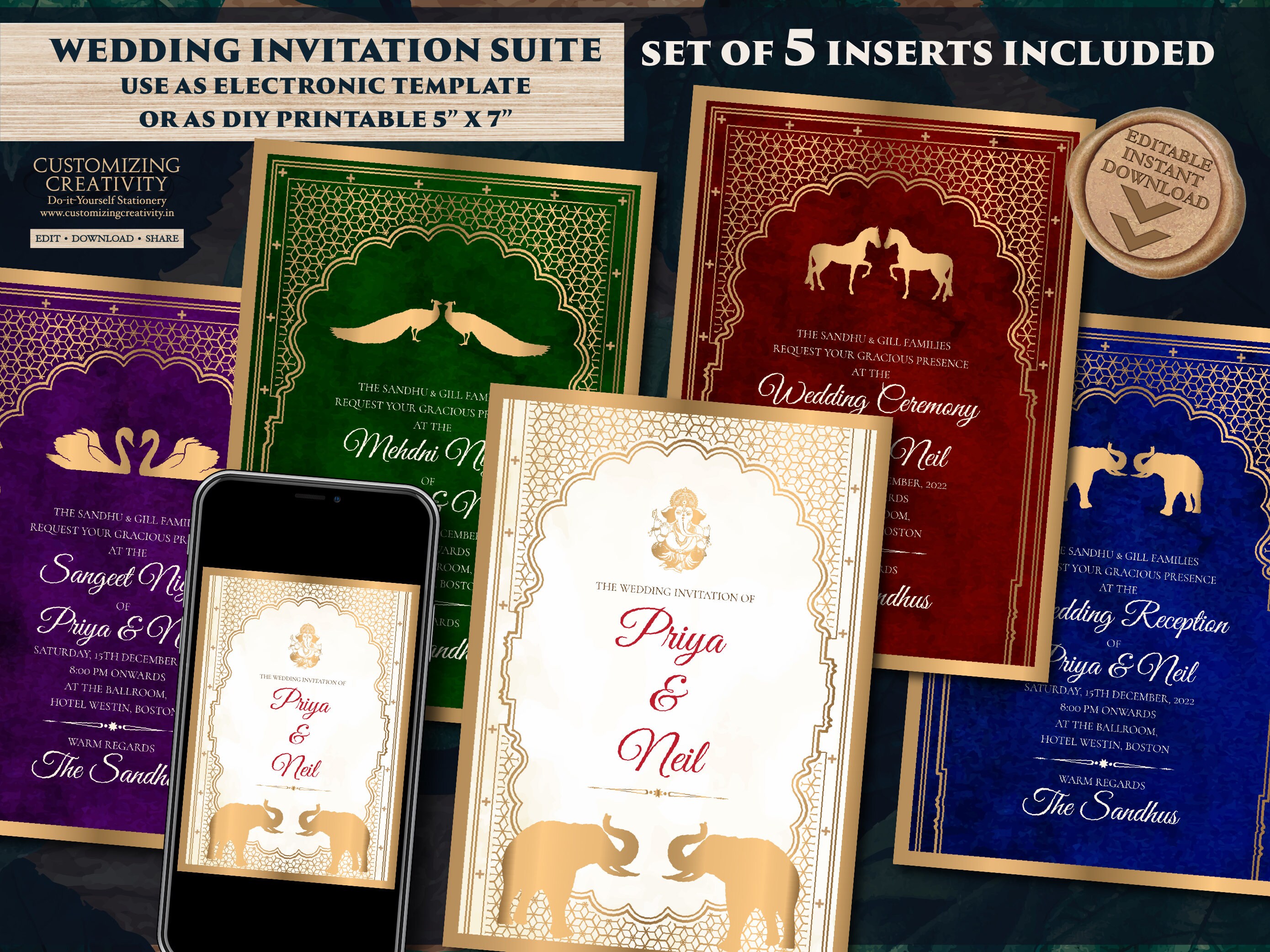 Indian Wedding cards Hindu as Indian invitation card Hindu | Etsy