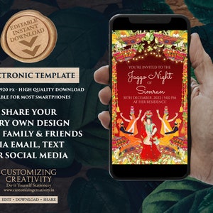 Jaggo Night Invites as Jaggo Wedding Invite, Digital Jaggo Cards, Jaggo ...