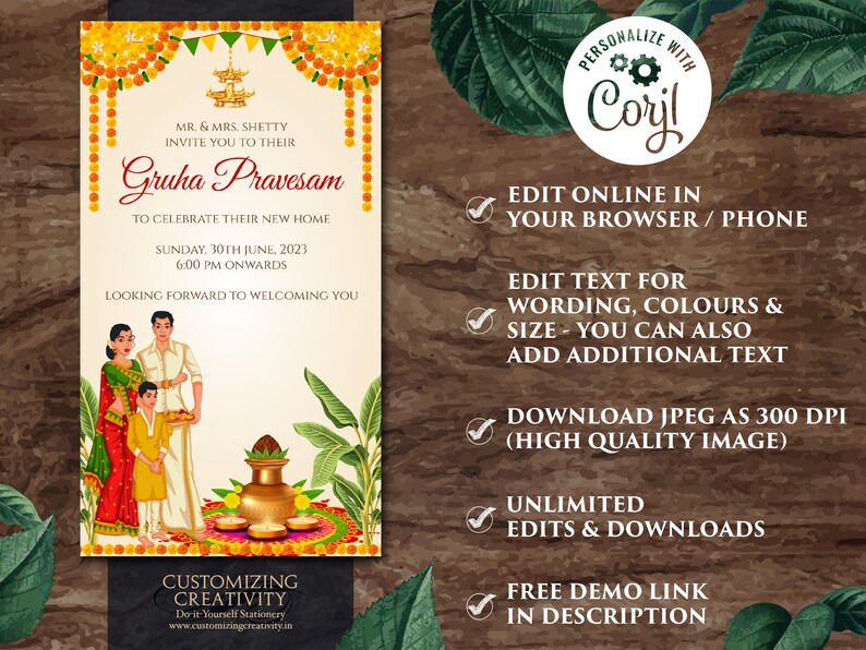 Indian House Warming Cards as Pooja Invite Gruha Pravesh - Etsy