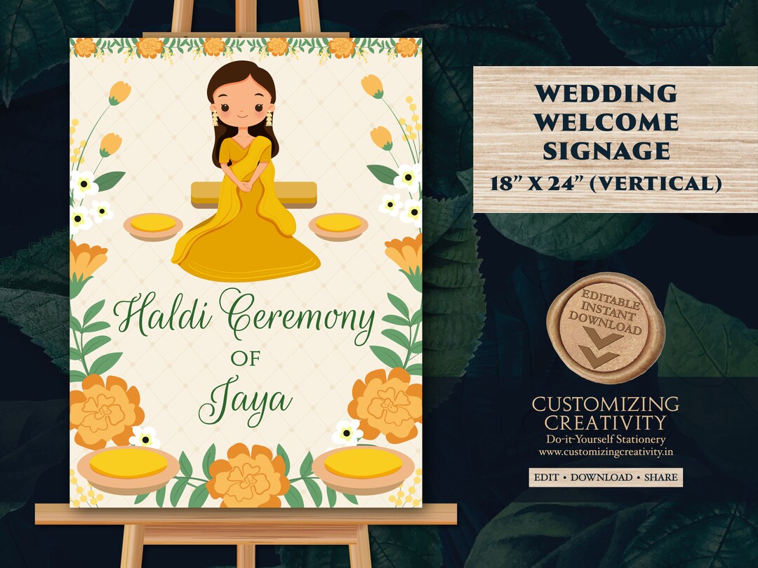 Welcome Haldi Signs Wedding Haldi Decor, Haldi Poster & Welcome to ...