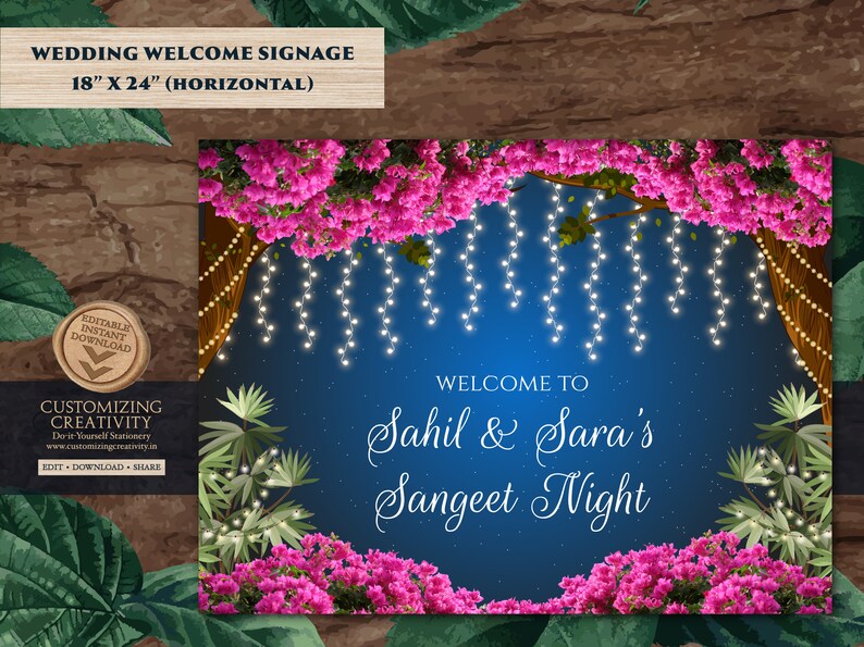 Indian Sangeet Welcome Sign & Sangeet Decor Indian Sangeet - Etsy
