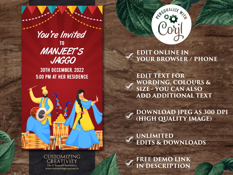 Jaggo Night Invites Punjabi Party Invitation Jago Party - Etsy