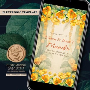Floral Mandvo Invitation: Digital Indian Pooja Invite (digital Download ...