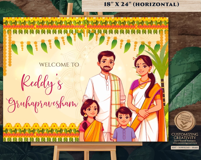 Gruhapravesam Signs Indian Housewarming Welcome Signs, Gruhapravesam ...