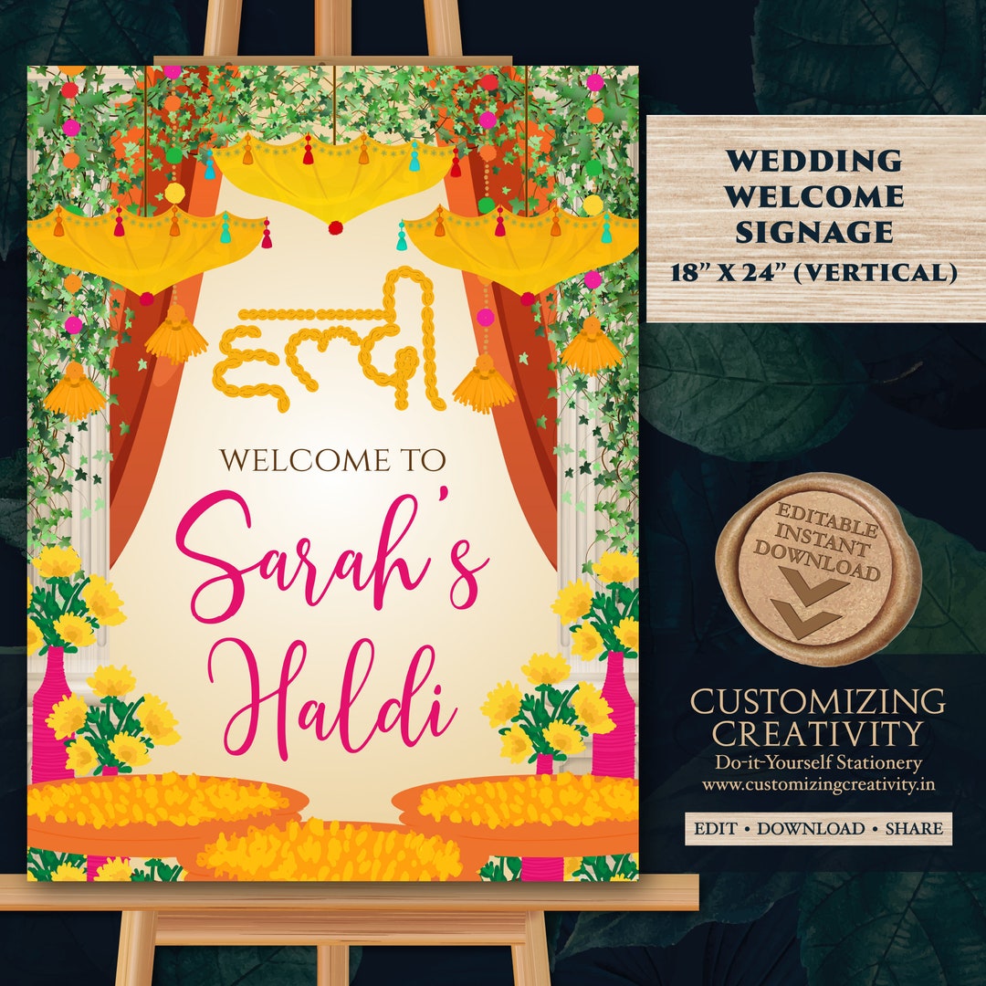 Haldi Welcome Signs & Haldi Decoration, Haldi Welcome Board as Welcome ...