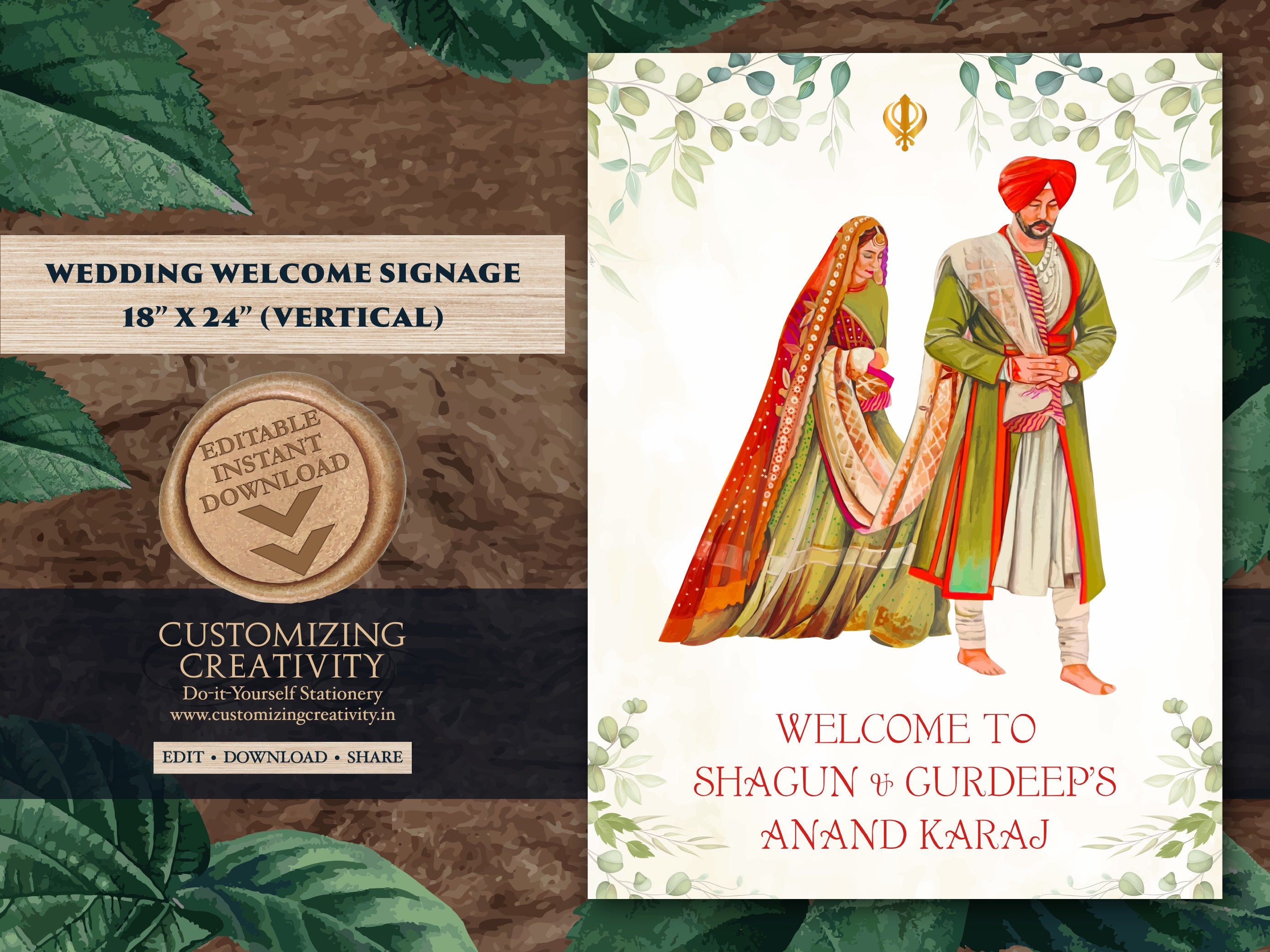 Welcome Anand Karaj Signs Welcome Sikh Wedding sign & Sikh | Etsy