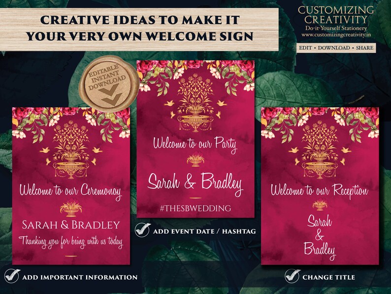 Jewel Tone Welcome Signs as Jewel Tone Decor Signages Indian - Etsy