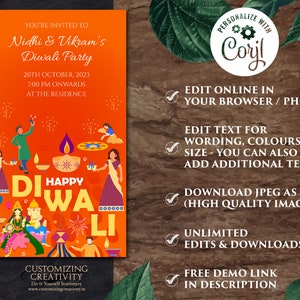Diwali Dinner Invites as Happy Diwali Greeting Invite Happy - Etsy