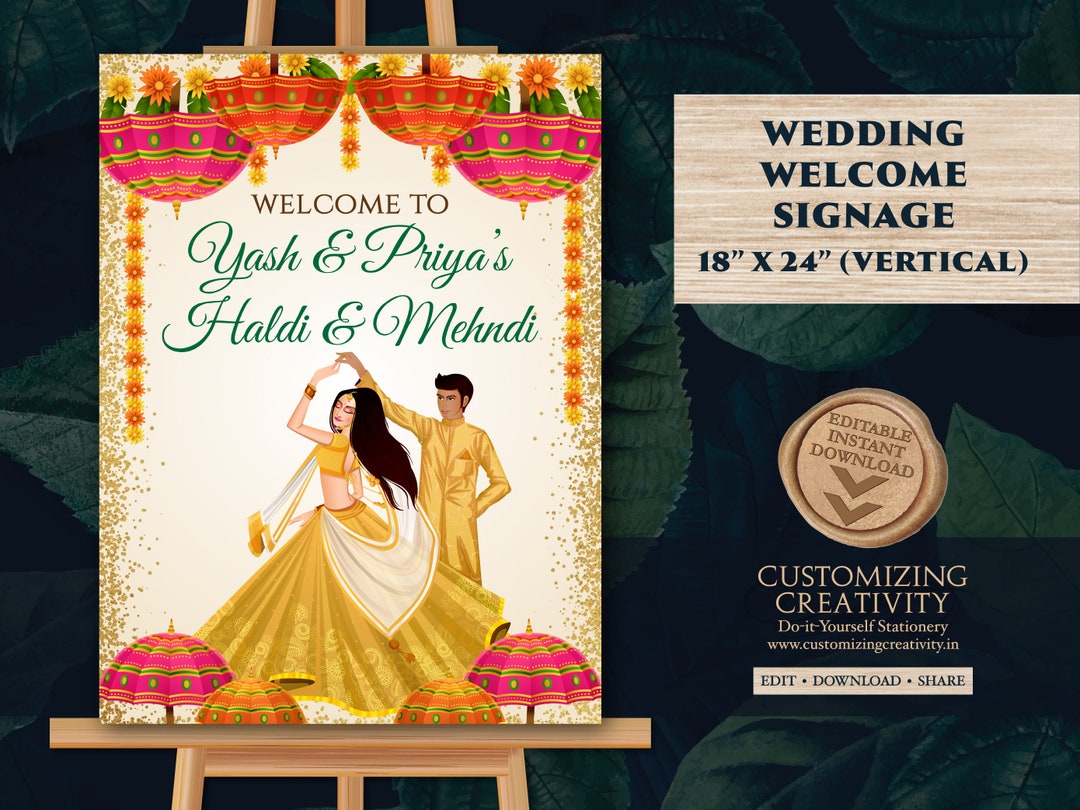 Wedding Haldi Signs Welcome Haldi Decor, Haldi Poster & Welcome to ...