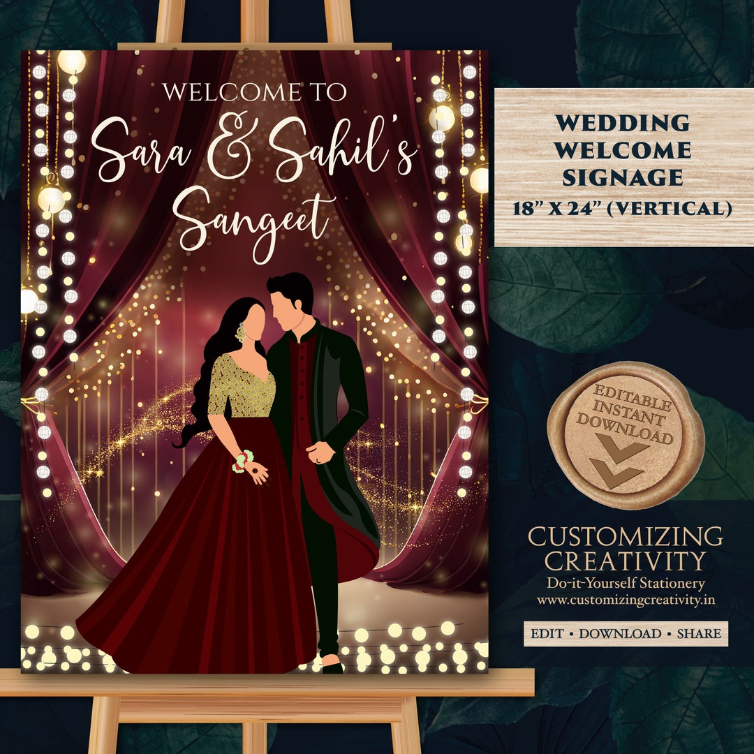 Sangeet Signs Sangeet Welcome Board, Sangeet Welcome Signs & Sangeet ...