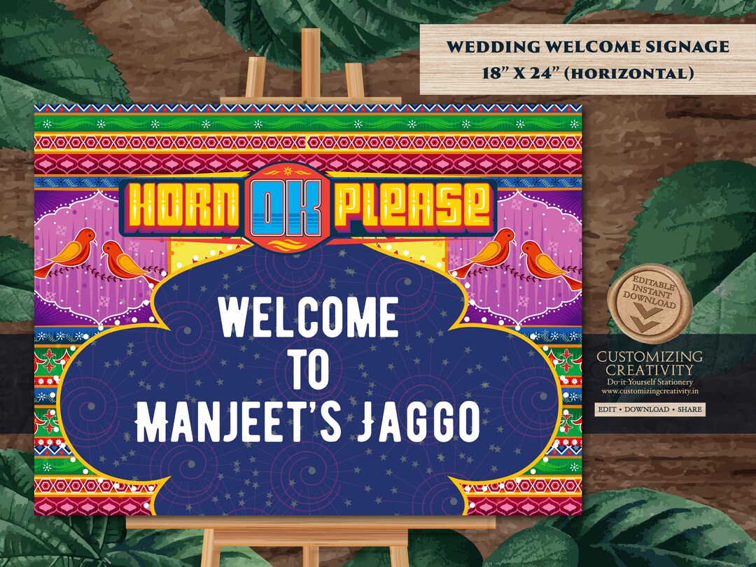 Jaggo Welcome Signs & Indian Jaggo Signs Jago Welcome Signs - Etsy