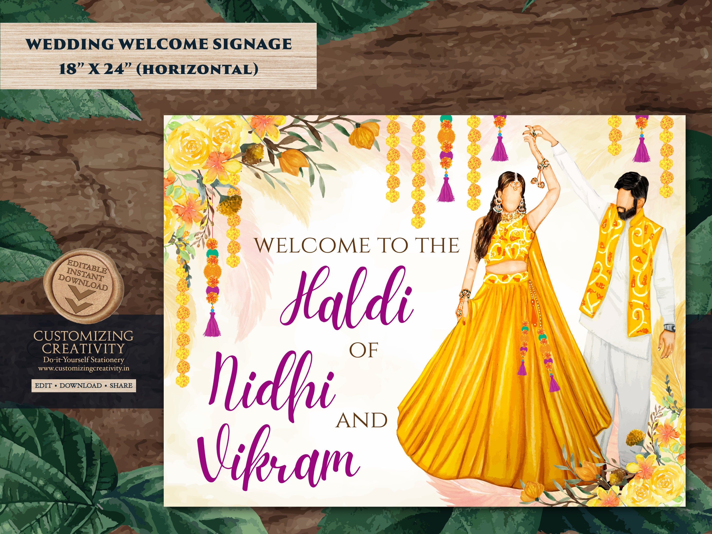 Welcome to Haldi Signs as Haldi Welcome Signs Couple Haldi | Etsy India