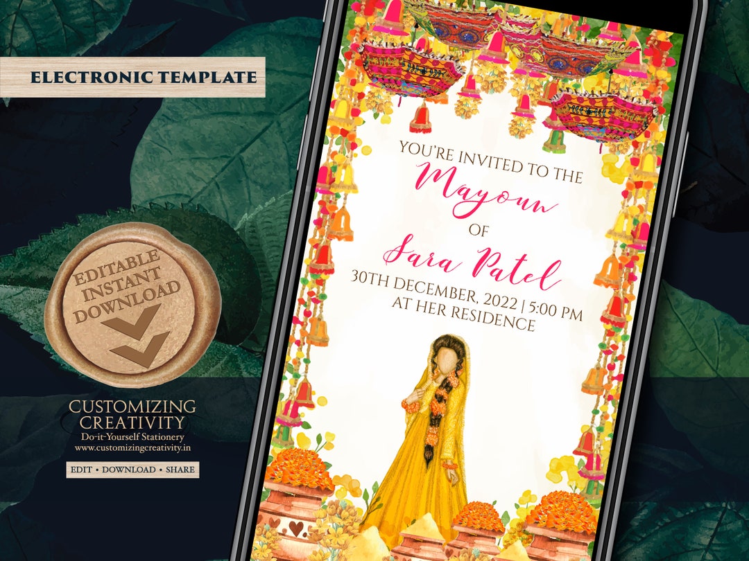 Mayoun Invites & Mayun Invitations, Digital Mayoun Cards as Mayoon ...