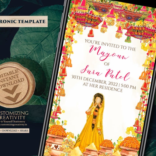 Mayoun Invites & Mayun Invitations Digital Mayoun Cards as - Etsy UK