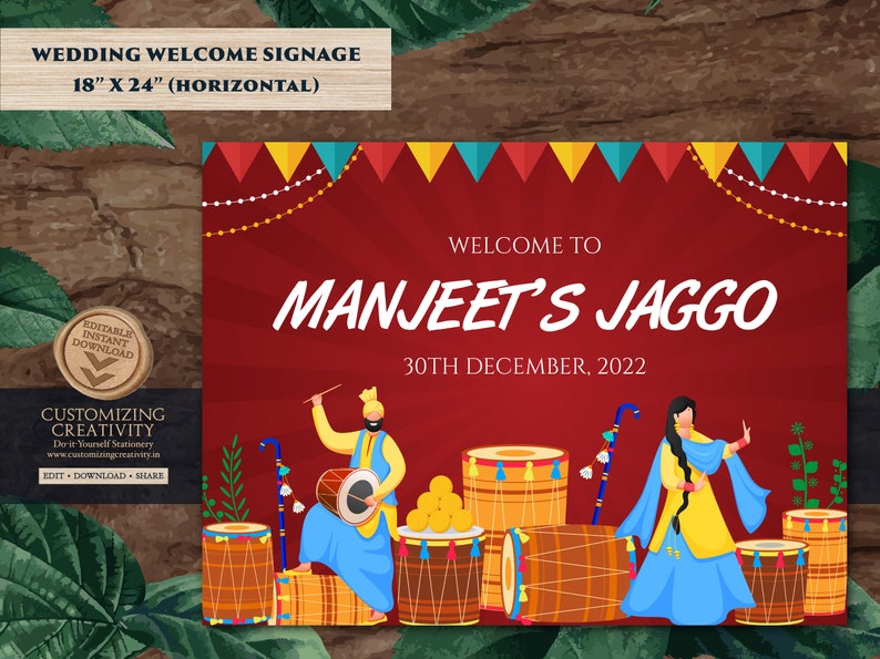 Jago Signs Welcome Board as Dholki Decor Sign Jaggo Night | Etsy