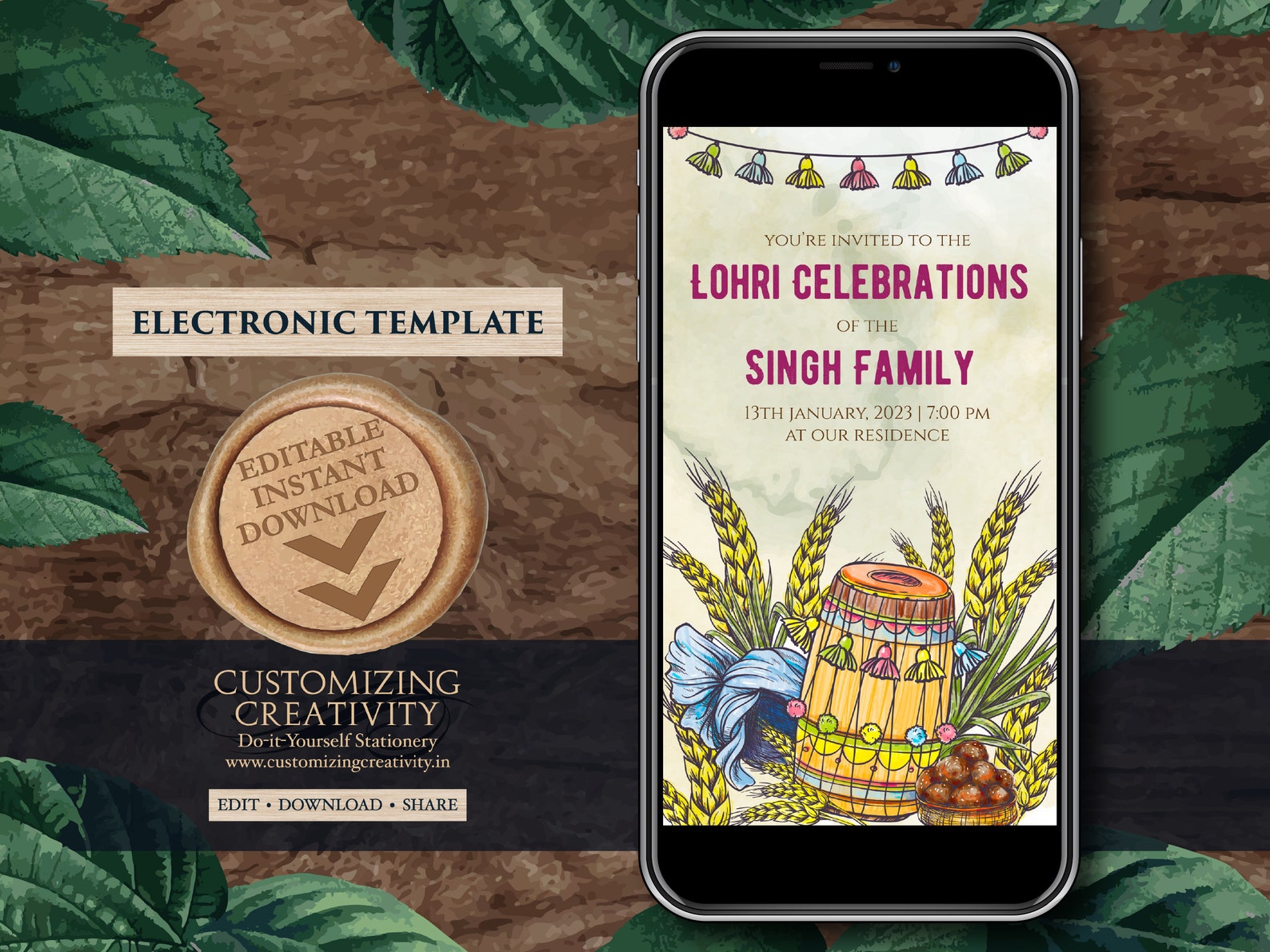 Lohri Party Invite & Digital Lohri Invite Lohri Invitations - Etsy